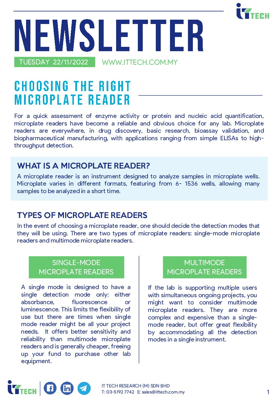 Newsletter – Choosing The Right Microplate Reader – IT TECH